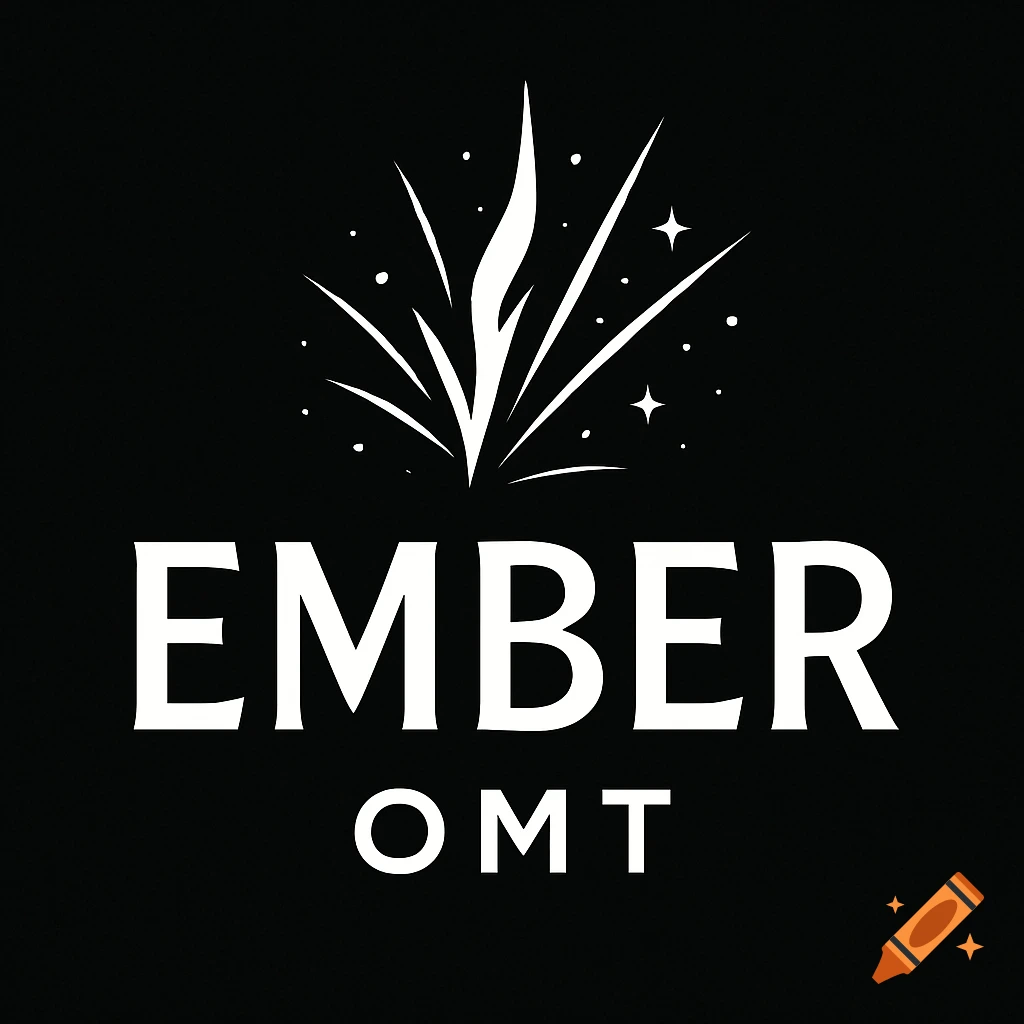 A black and white logo with the word "EMBER" in large capital letters ...