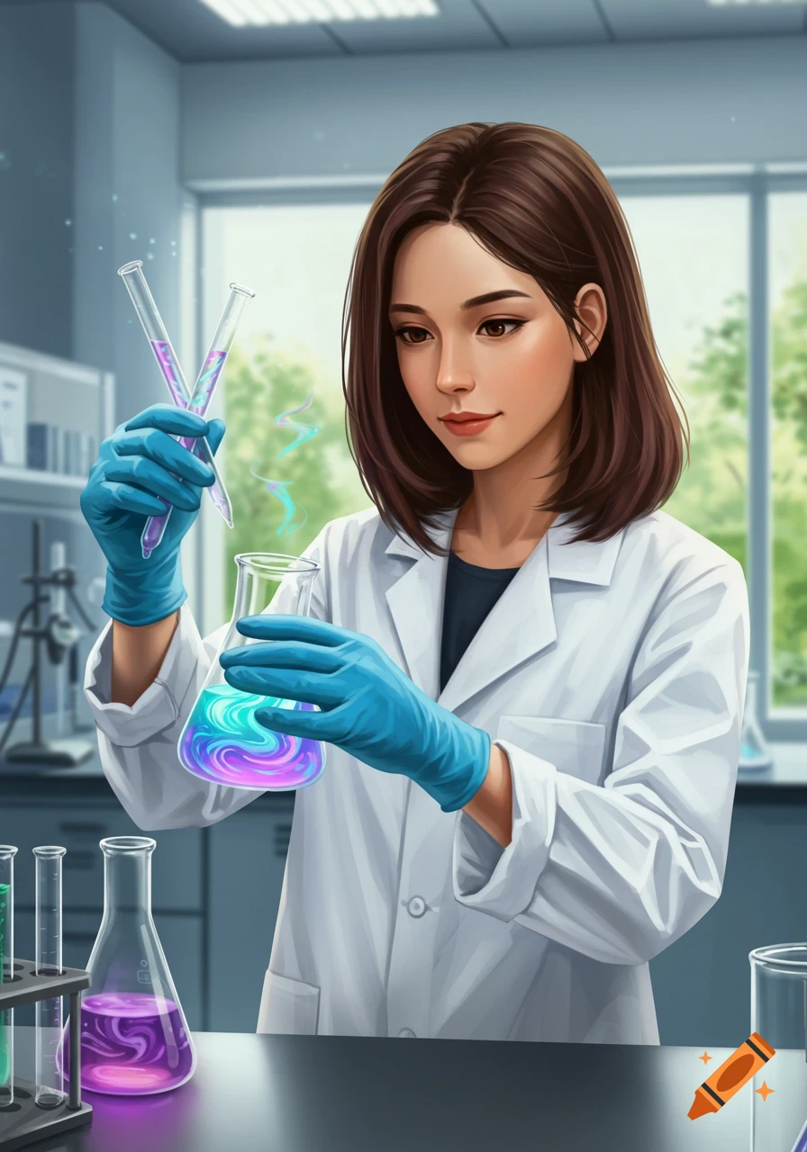 A blonde woman in a black turtleneck and glasses holds a tablet in a ...