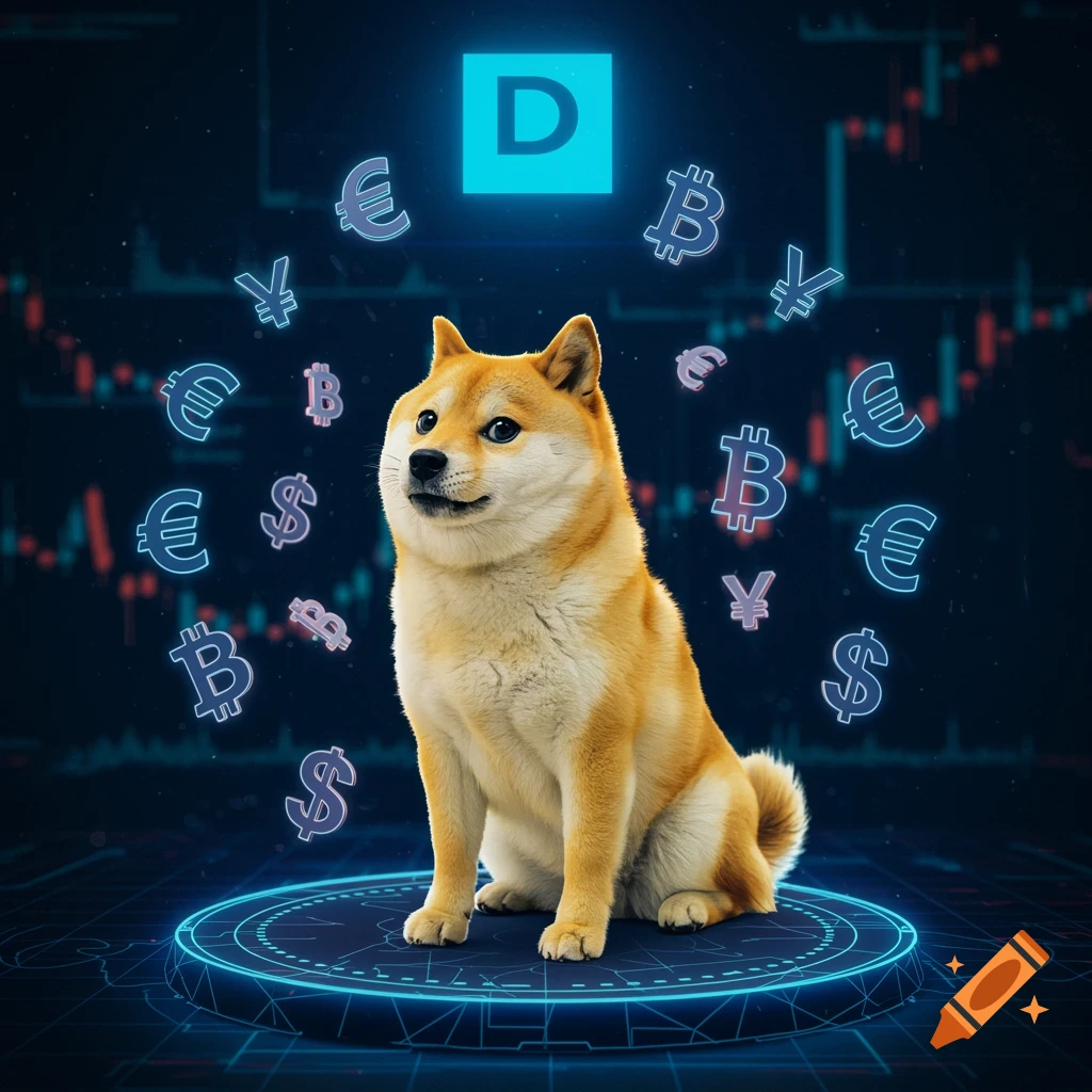 A Shiba Inu (Doge) and several ducks stand in a ruined city surrounded ...