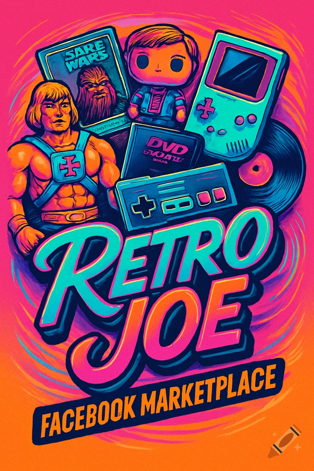 Colorful promotional poster with floral designs, balloons, and text ...