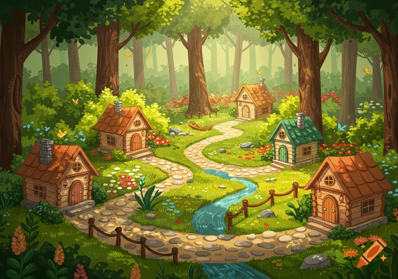 A whimsical illustration of a small planet Earth with a house, garden ...