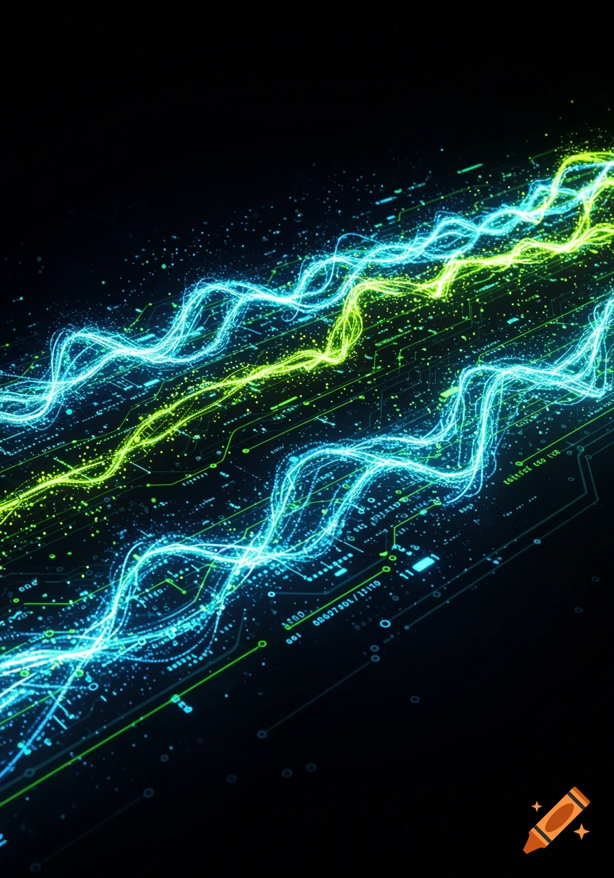 A glowing white mouse cursor hovers over a sparkling digital key symbol, surrounded by circuit ...