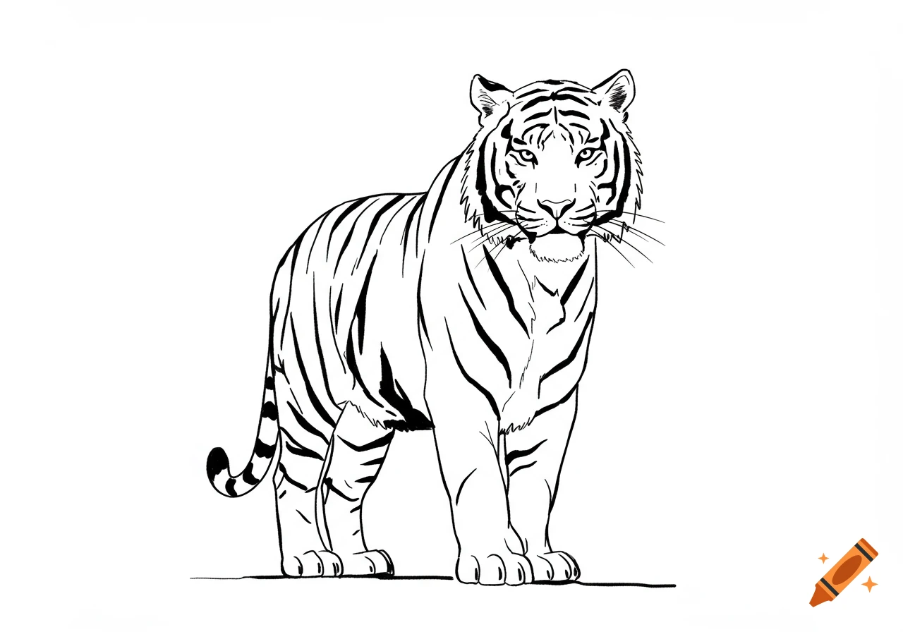 A line drawing of a tiger's face. on Craiyon