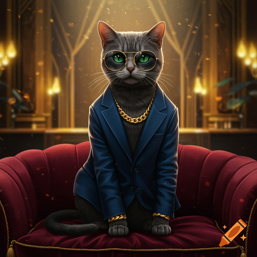 Funny Orange Cat Wearing a Suit created on Craiyon