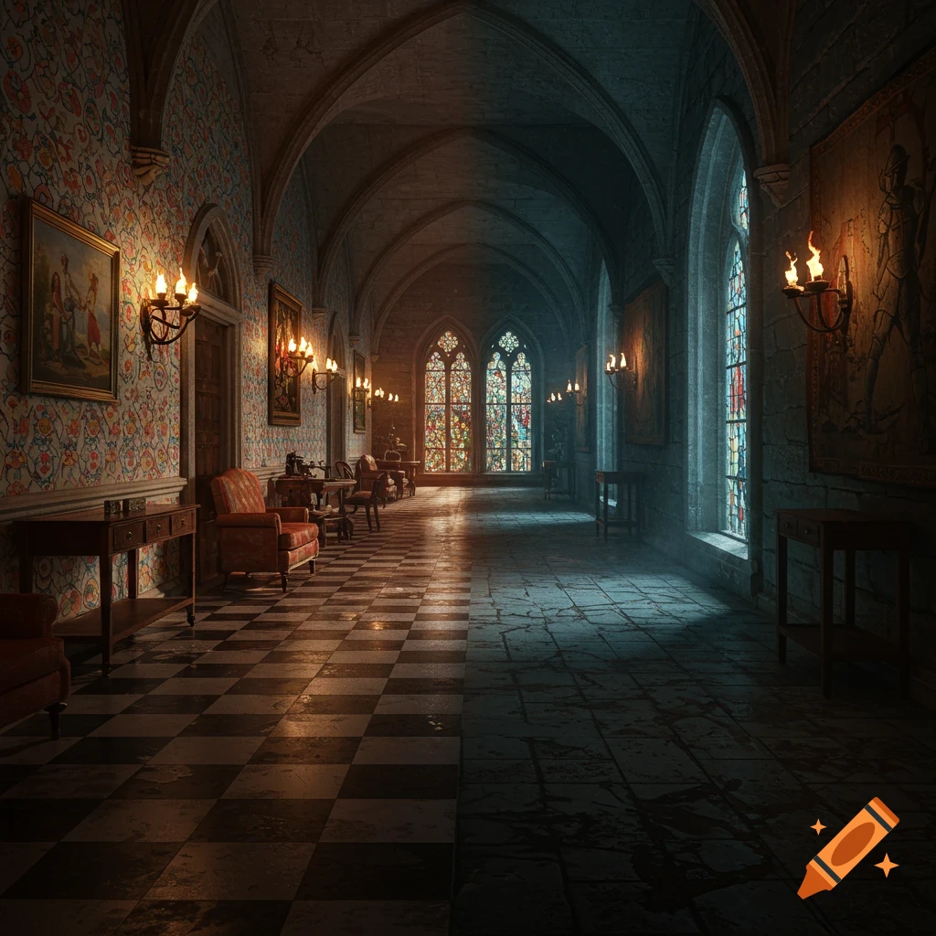 Castle window view on Craiyon