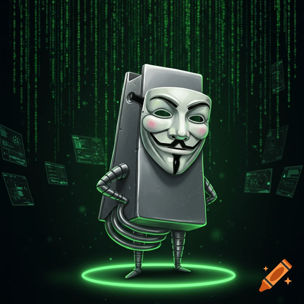 A stylized cartoon character, resembling Clippy, wearing a white Guy ...