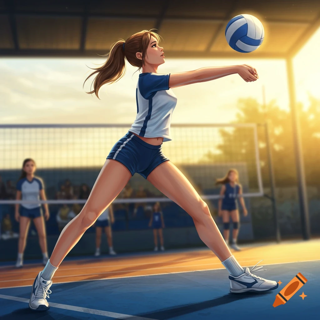 A muscular male volleyball player in a black and red jersey with number ...