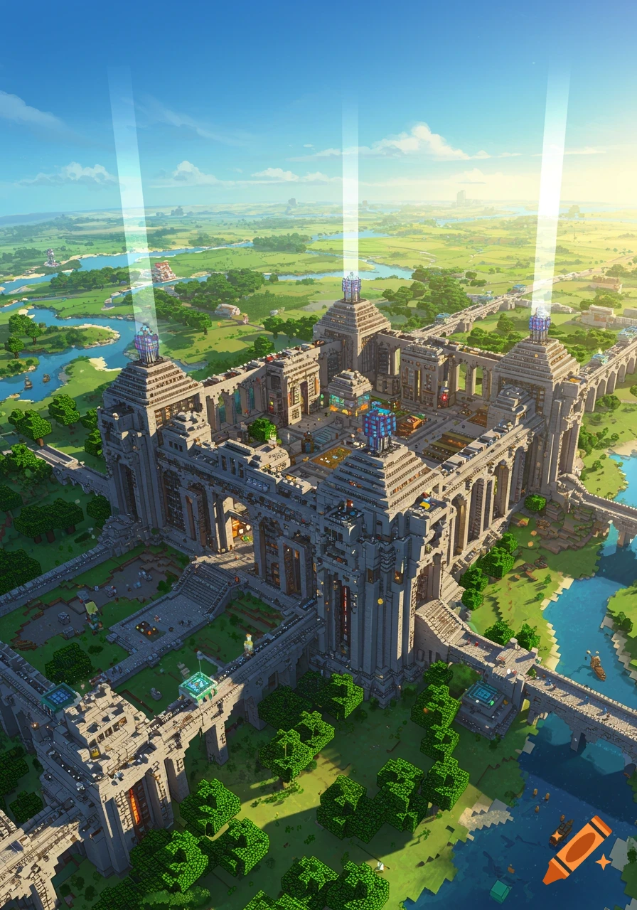 Minecraft Landscape Wallpaper created on Craiyon