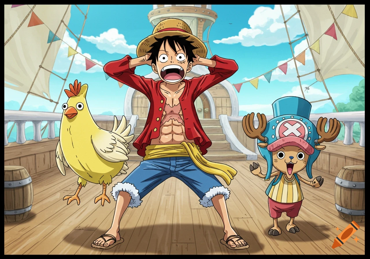 Anime characters Monkey D. Luffy screaming and Tony Tony Chopper ...