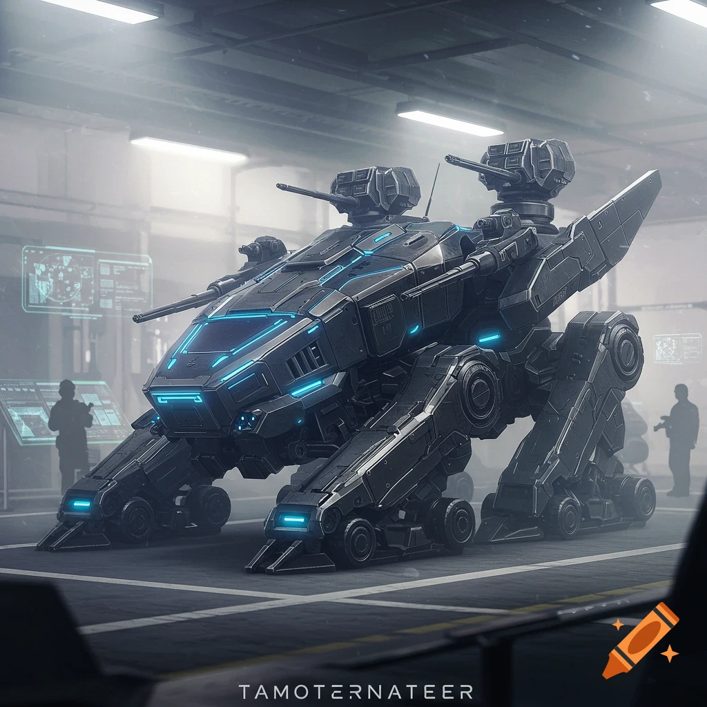 Blueprint of a full mech suit with detailed schematics on Craiyon