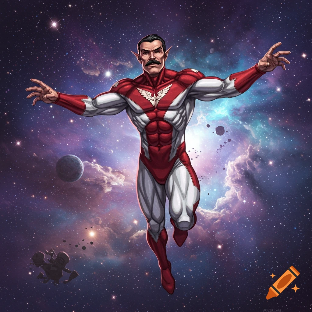 A silver-skinned superhero, the Silver Surfer, glides on his surfboard ...