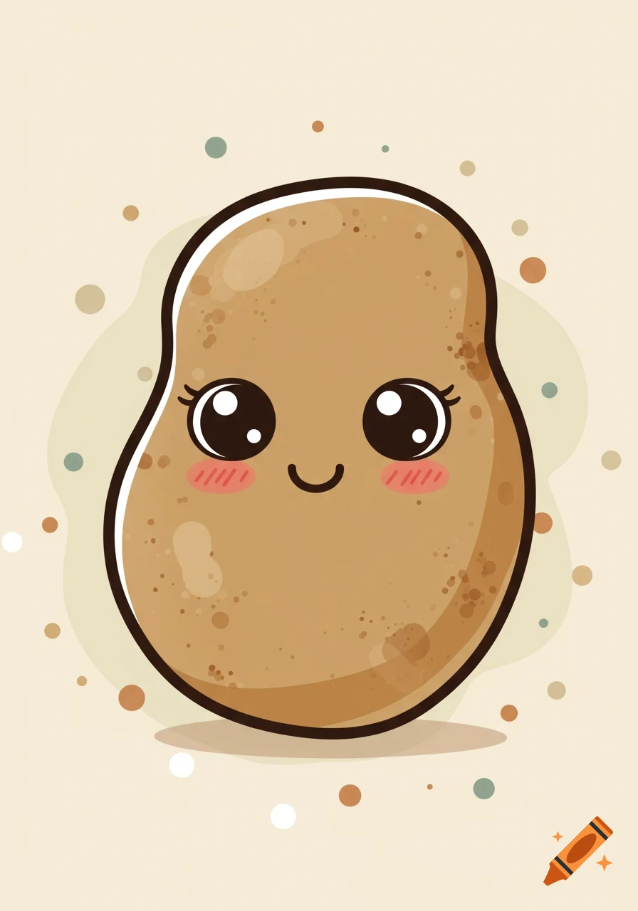 A cute, rounded yellow cartoon star with black dot eyes, pink cheeks ...