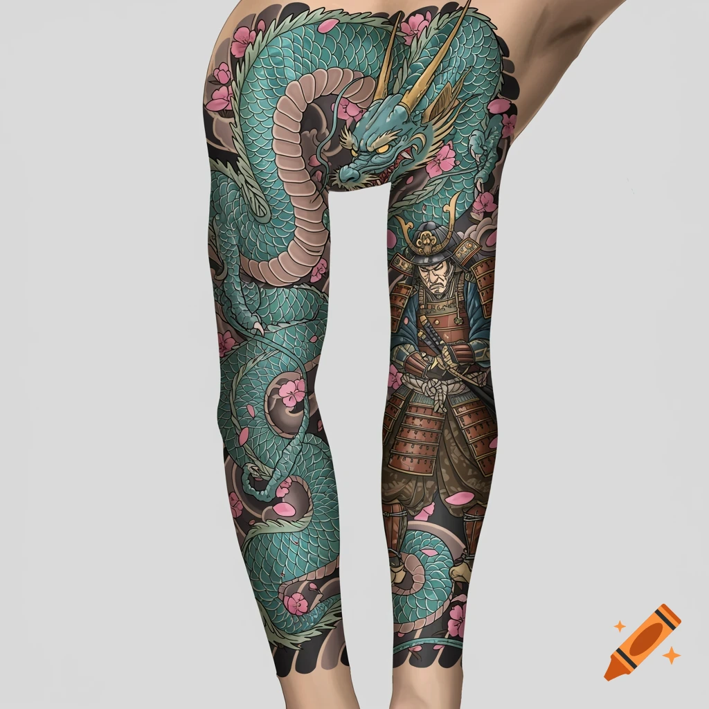 Legs covered in detailed Japanese Irezumi tattoos featuring a dragon ...