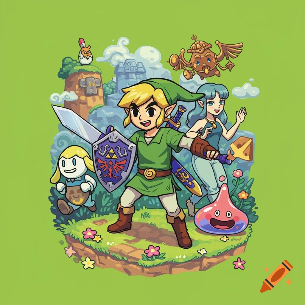 Profile portrait of Link from The Legend of Zelda, looking right ...