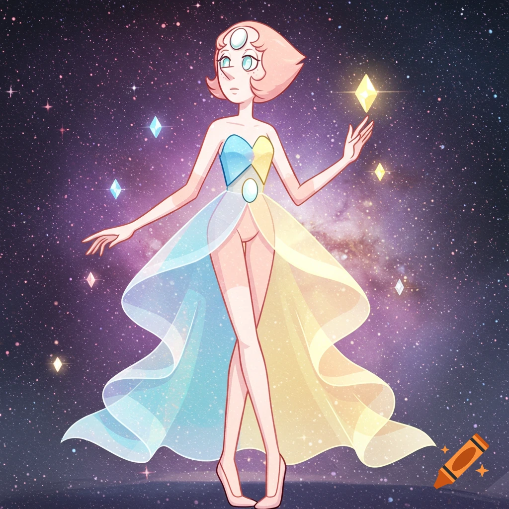 Pearl from Steven Universe playing a violin with closed eyes and a ...