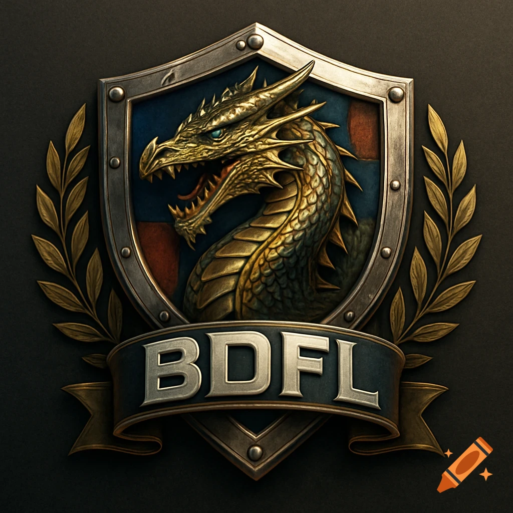 A detailed metallic shield emblem featuring a golden dragon head ...