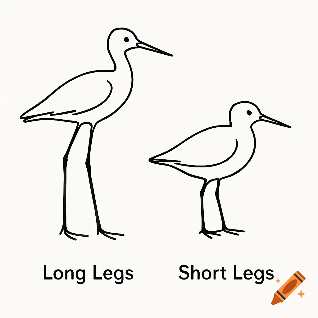 A black-and-white line drawing of two shorebirds, one labeled 'Long ...