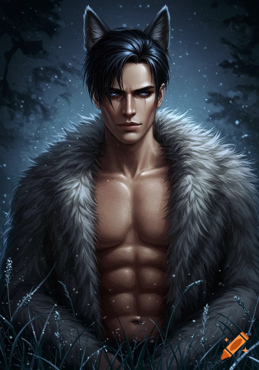 A portrait of a man with dark messy hair, gray eyes, sharp features ...