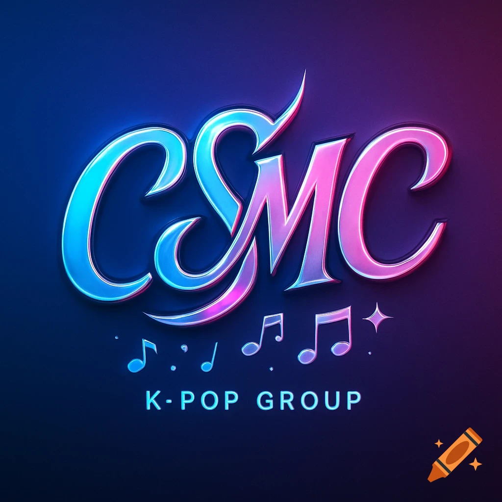 Stylized purple and pink K-Pop logo featuring a crescent moon, stars ...