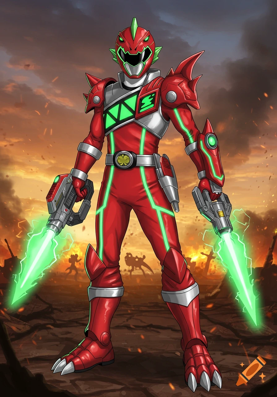 A Red Power Ranger holding a sword stands in a pixelated Super Mario ...