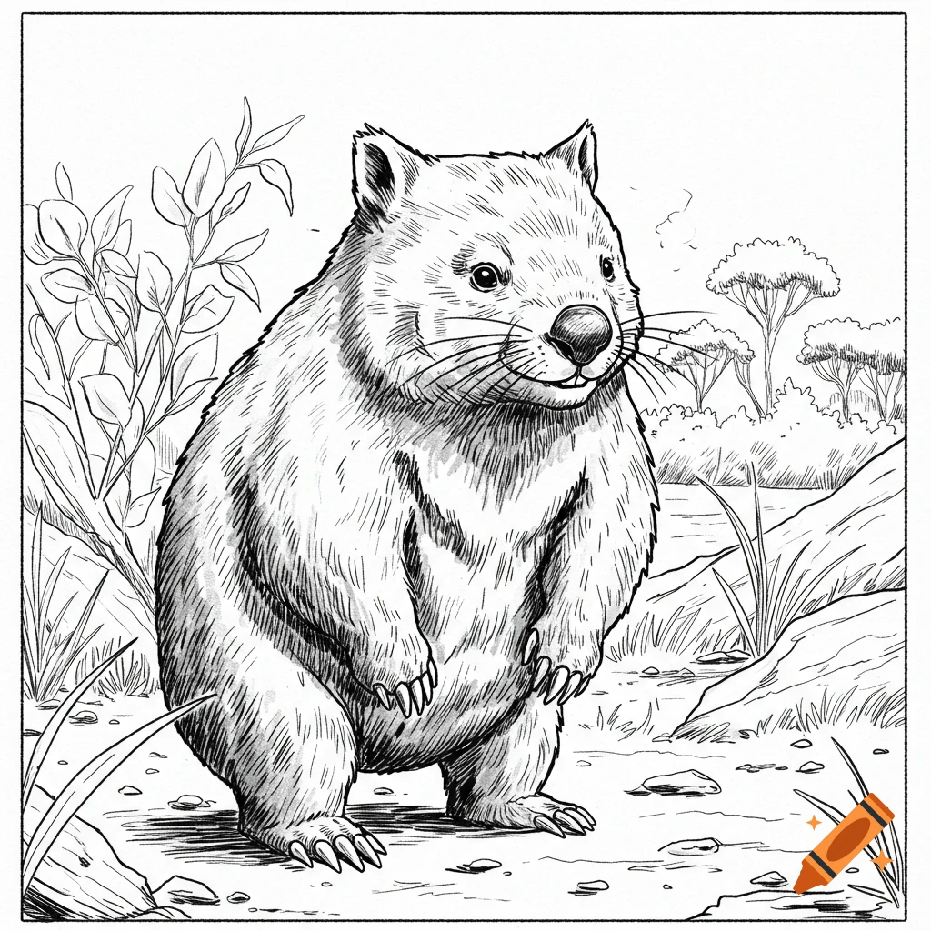 Black and white pencil drawing of an otter in a Christmas hat sprawled ...