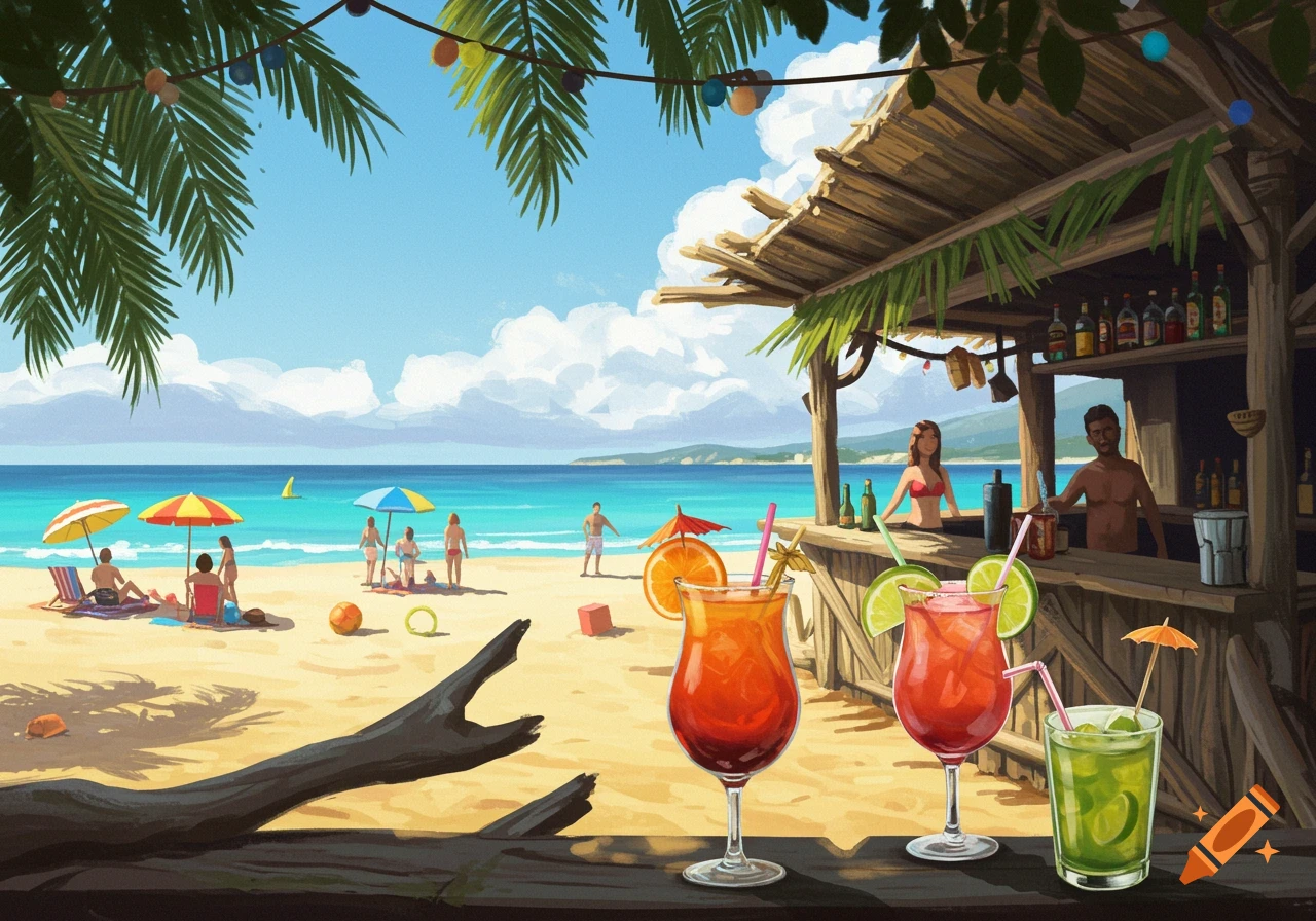 An illustration of a vibrant pool party with people playing soccer in ...