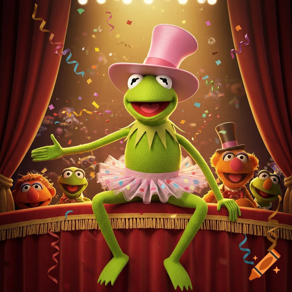 Kermit the Frog sitting on the iron throne on Craiyon