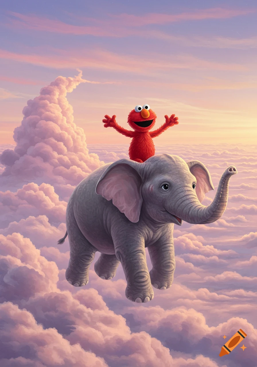 Elmo and a brown furry character sit together in a lush, magical forest ...