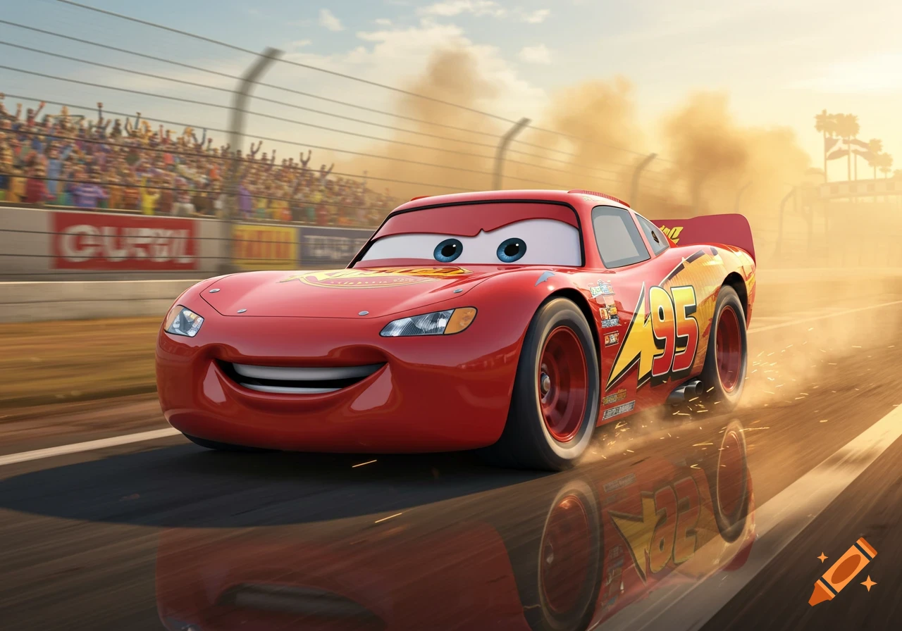 Lightning McQueen, a red race car with blue eyes and the number 95 ...