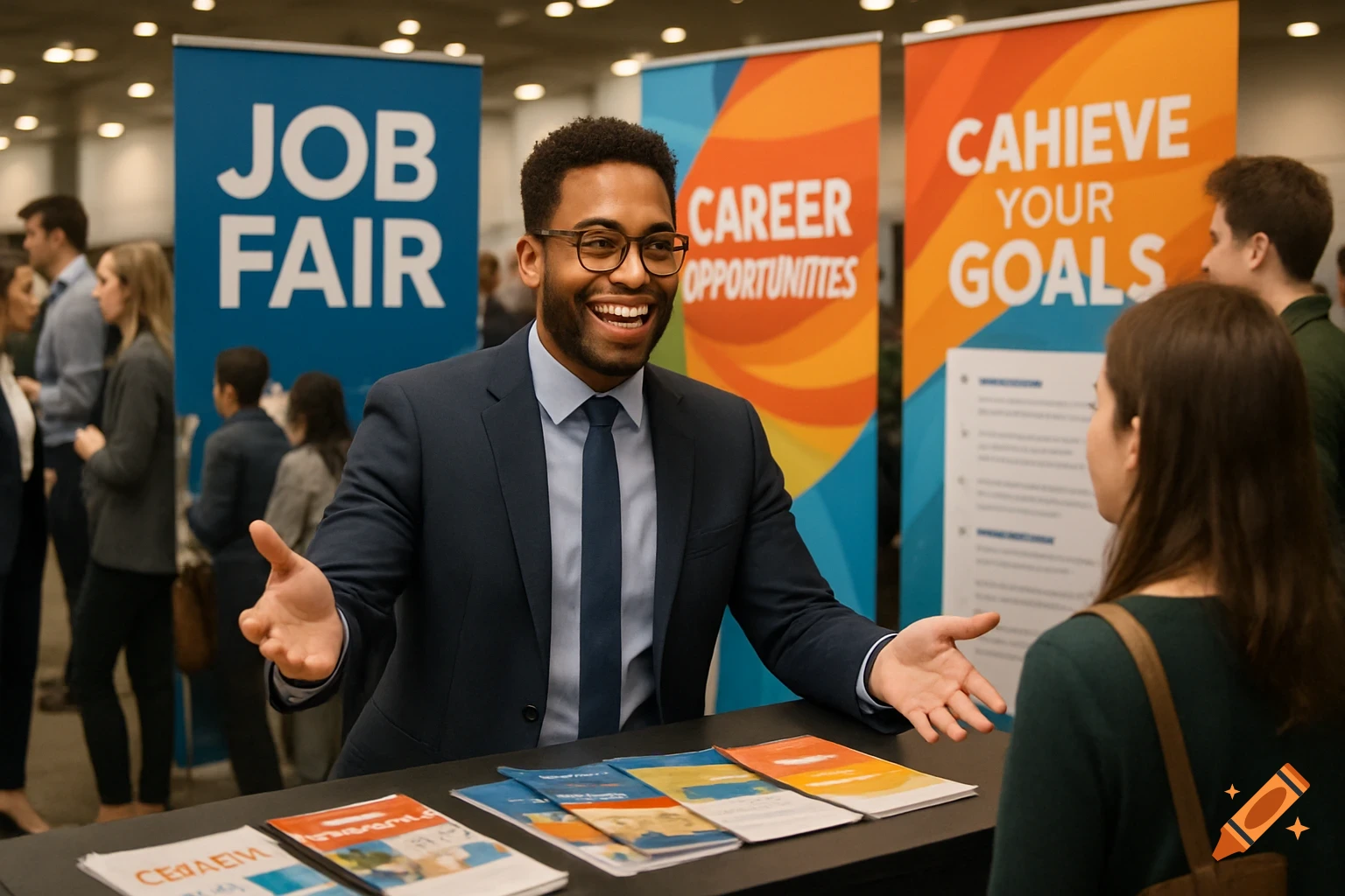 People engaging in interactive activities at an apprenticeship career ...