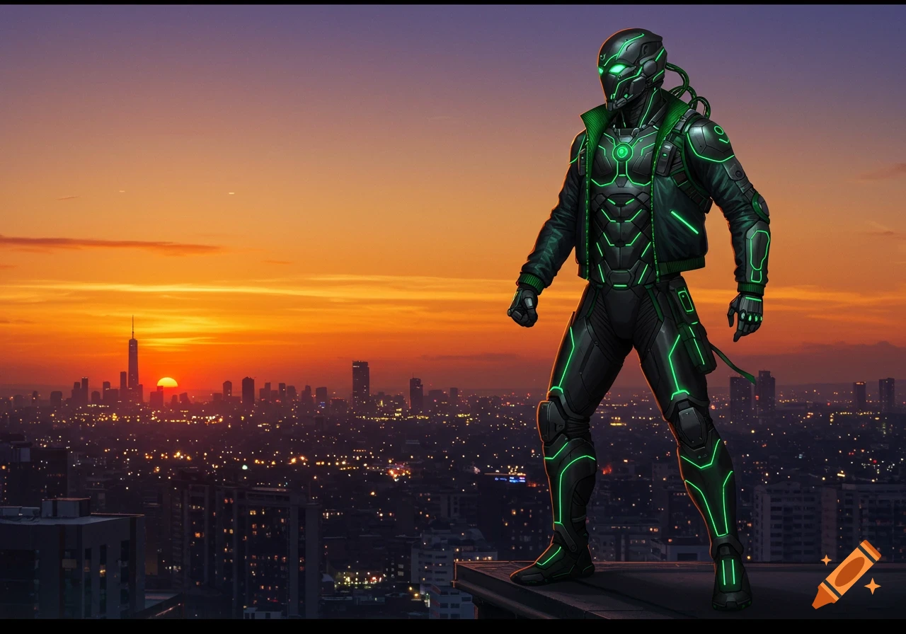 A cartoon superhero resembling Mr. Incredible in a green suit and mask ...