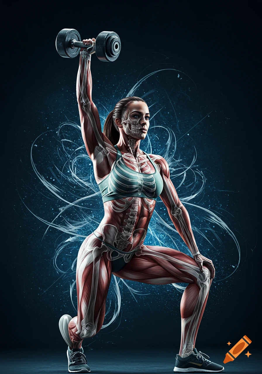 Girl lifting weights on Craiyon