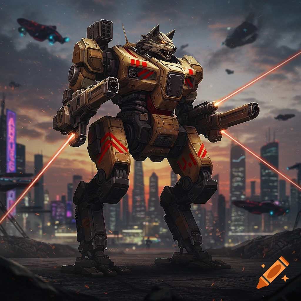 Anthropomorphic cats in futuristic military armor, wielding laser guns ...