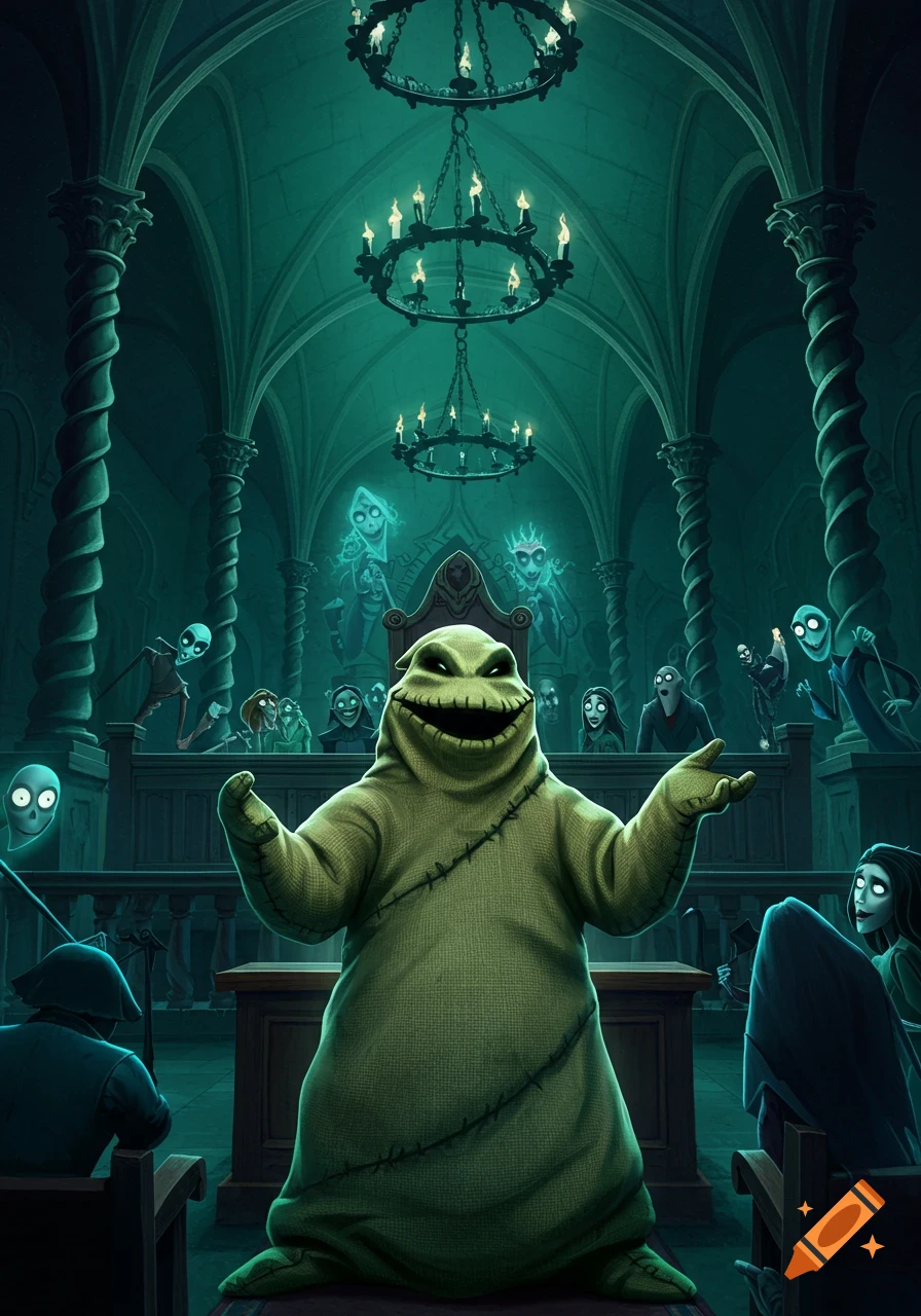 Oogie Boogie from The Nightmare Before Christmas in his dark cave ...