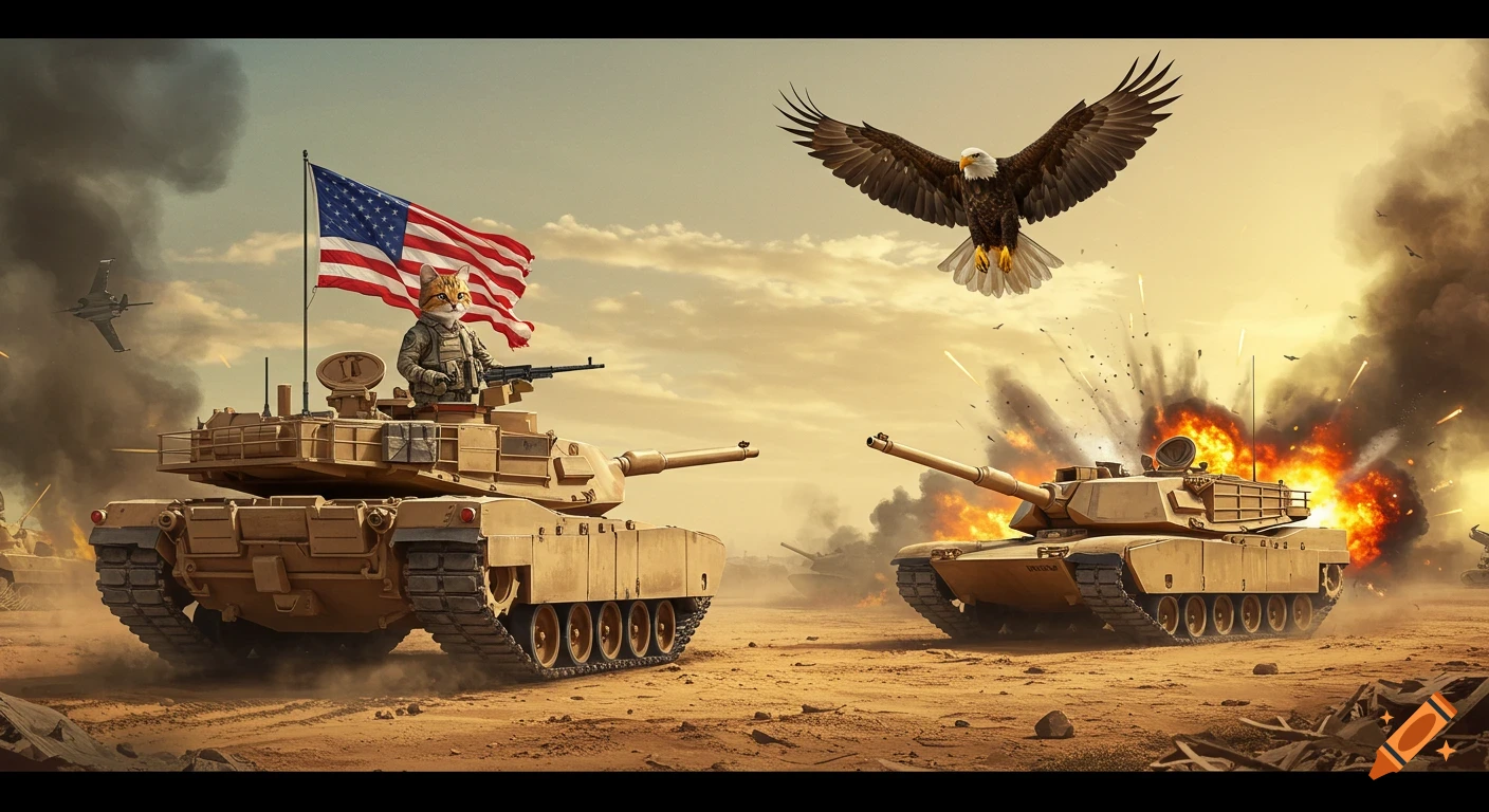 A photorealistic military vehicle, a Humvee body with tank tracks and a ...