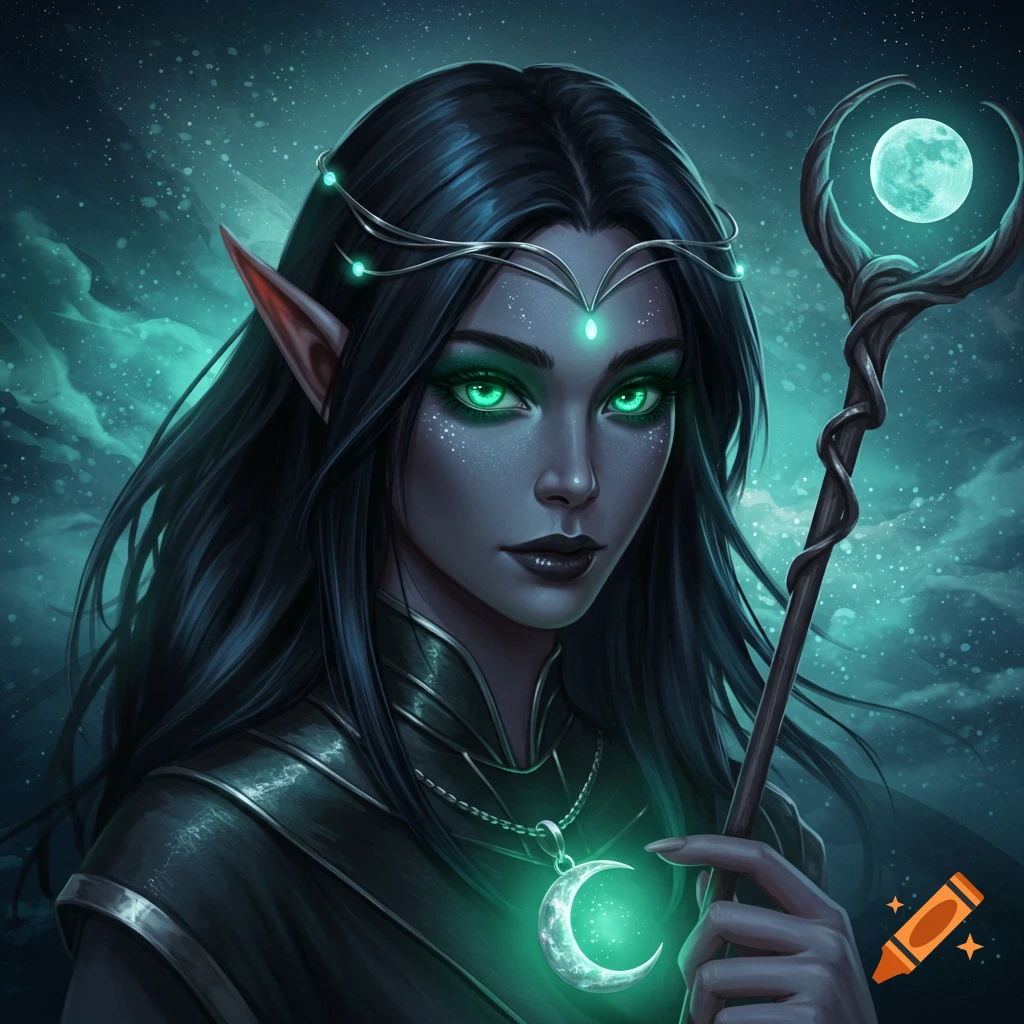 Close up of a Young Female Mage With Brown Skin and Dark Hair created ...