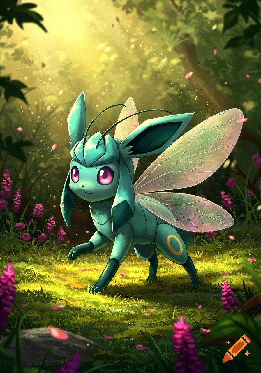 A powerful Mega Lopunny Pokémon stands in a sunlit forest, generating ...