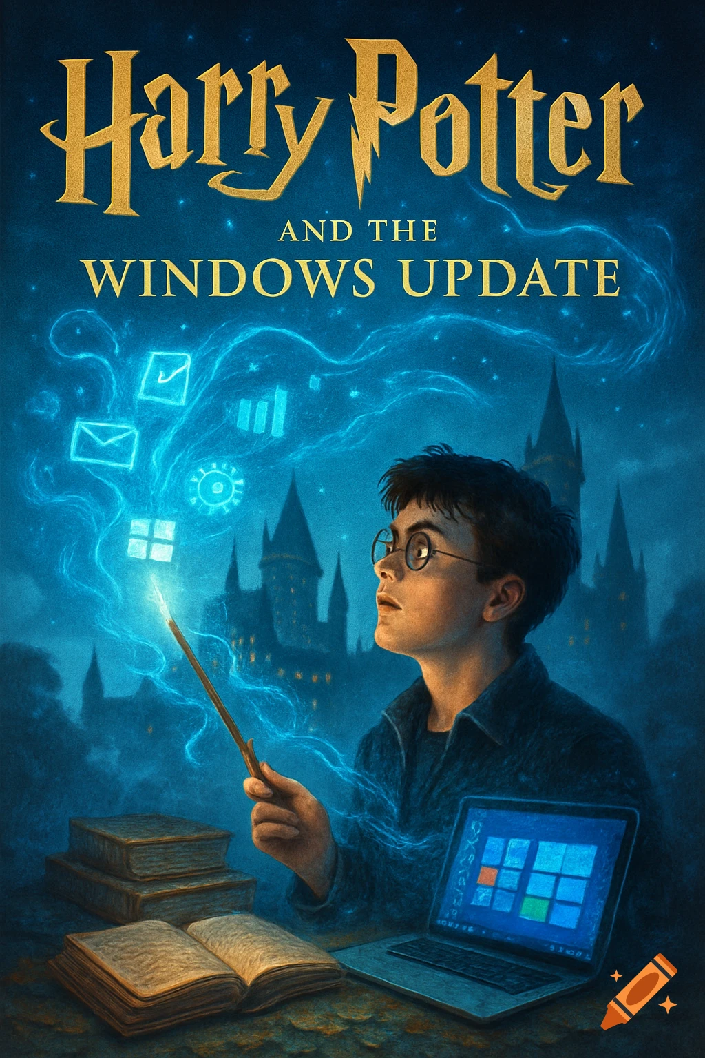 Illustration of a young woman in glasses and a Gryffindor scarf in a ...