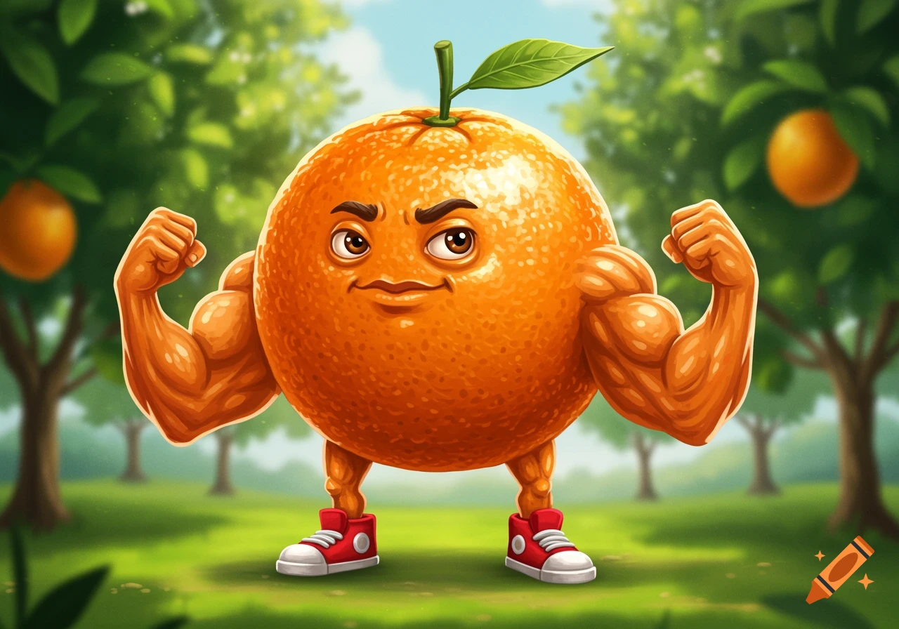 Vibrant cartoon orchard with a path, trees full of large apples ...