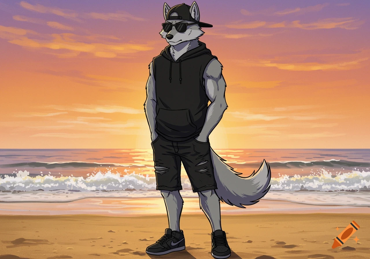 An anthropomorphic golden retriever in a brown hoodie and ripped jeans ...