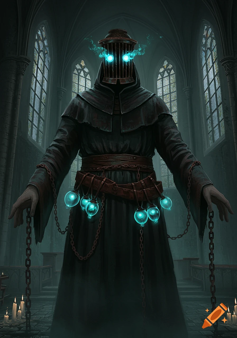 An Anubis-like necromancer with a jackal skull mask and glowing purple ...