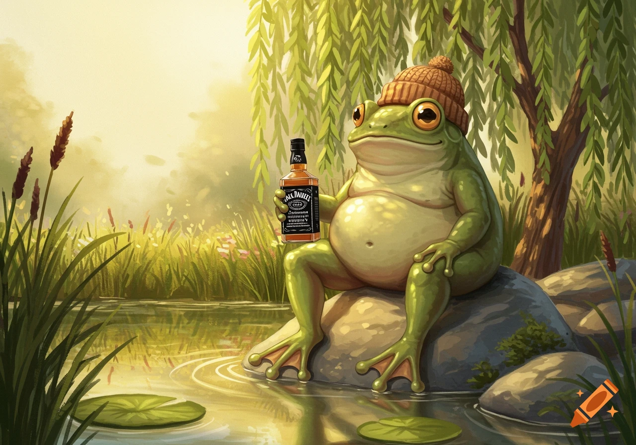 A large, warty toad with green slime dripping from its mouth sits in a ...