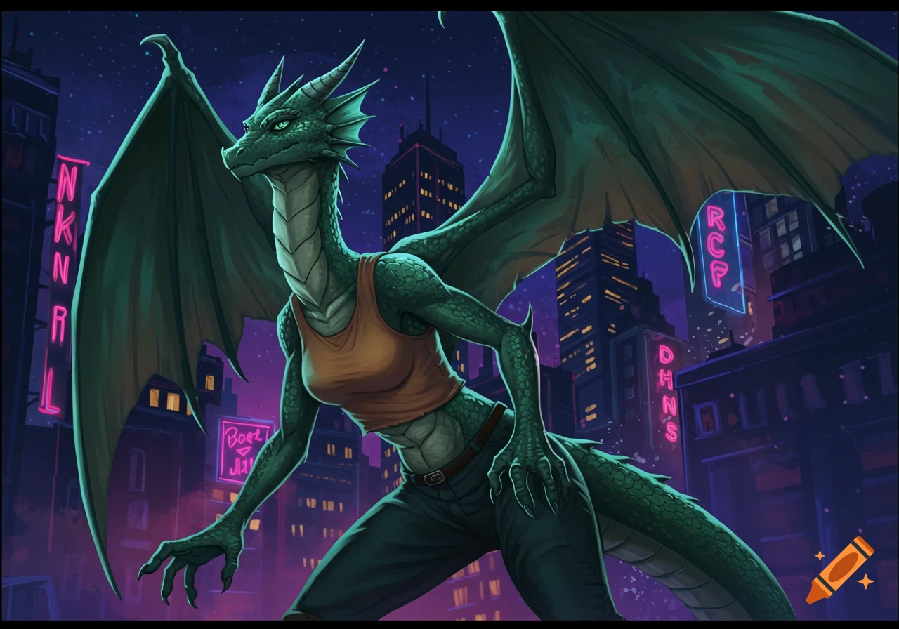 Two cartoony anthropomorphic dragons, one red, one yellow, are in a ...