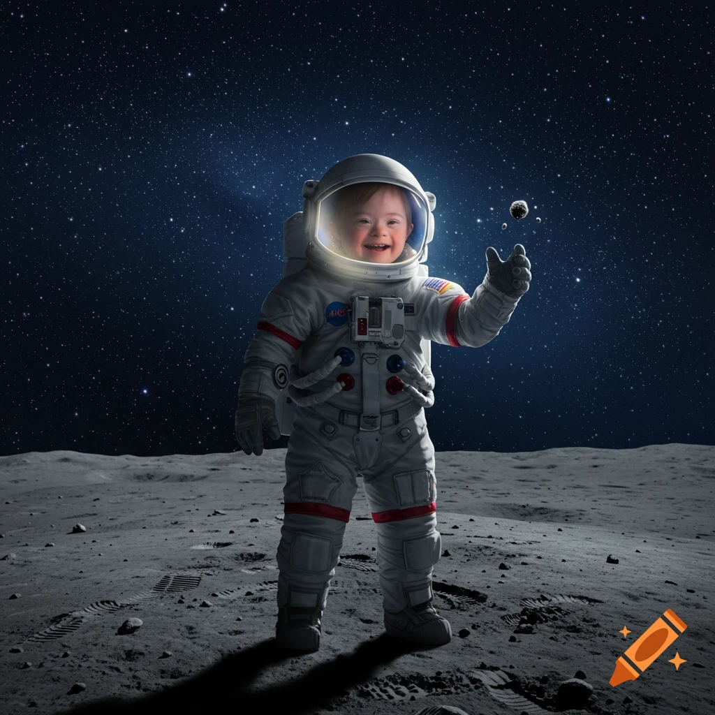 Photorealistic depiction of a happy Asian man with Down syndrome in a ...