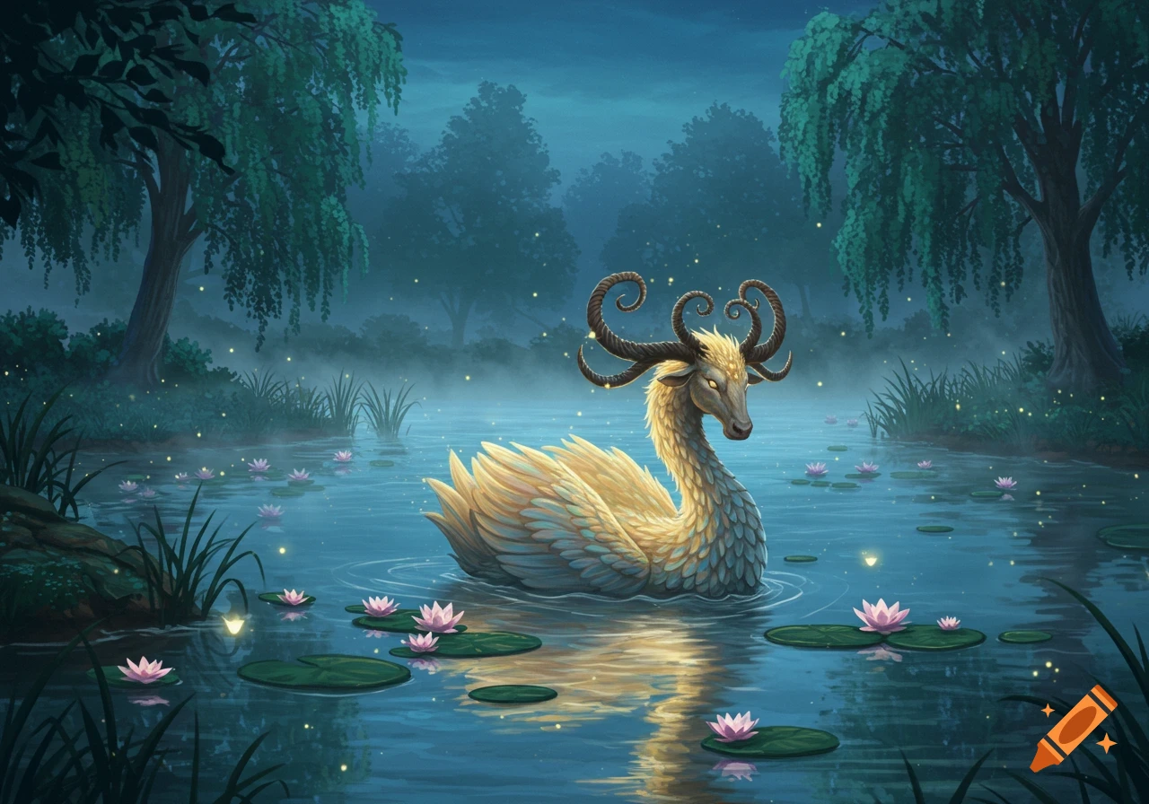 A fantasy illustration of a Swan Princess with a large white swan by a ...