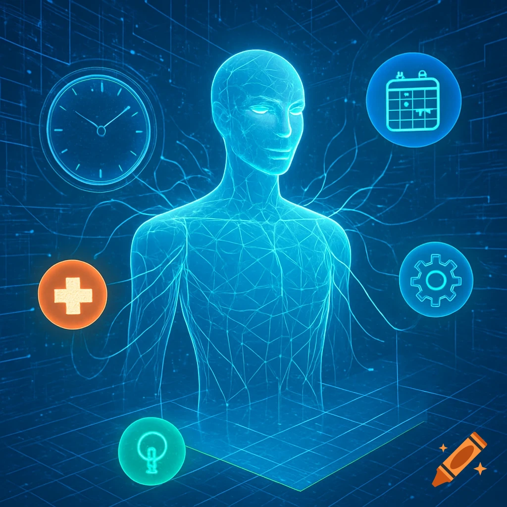 A circular infographic with six segments for health factors: Diet ...