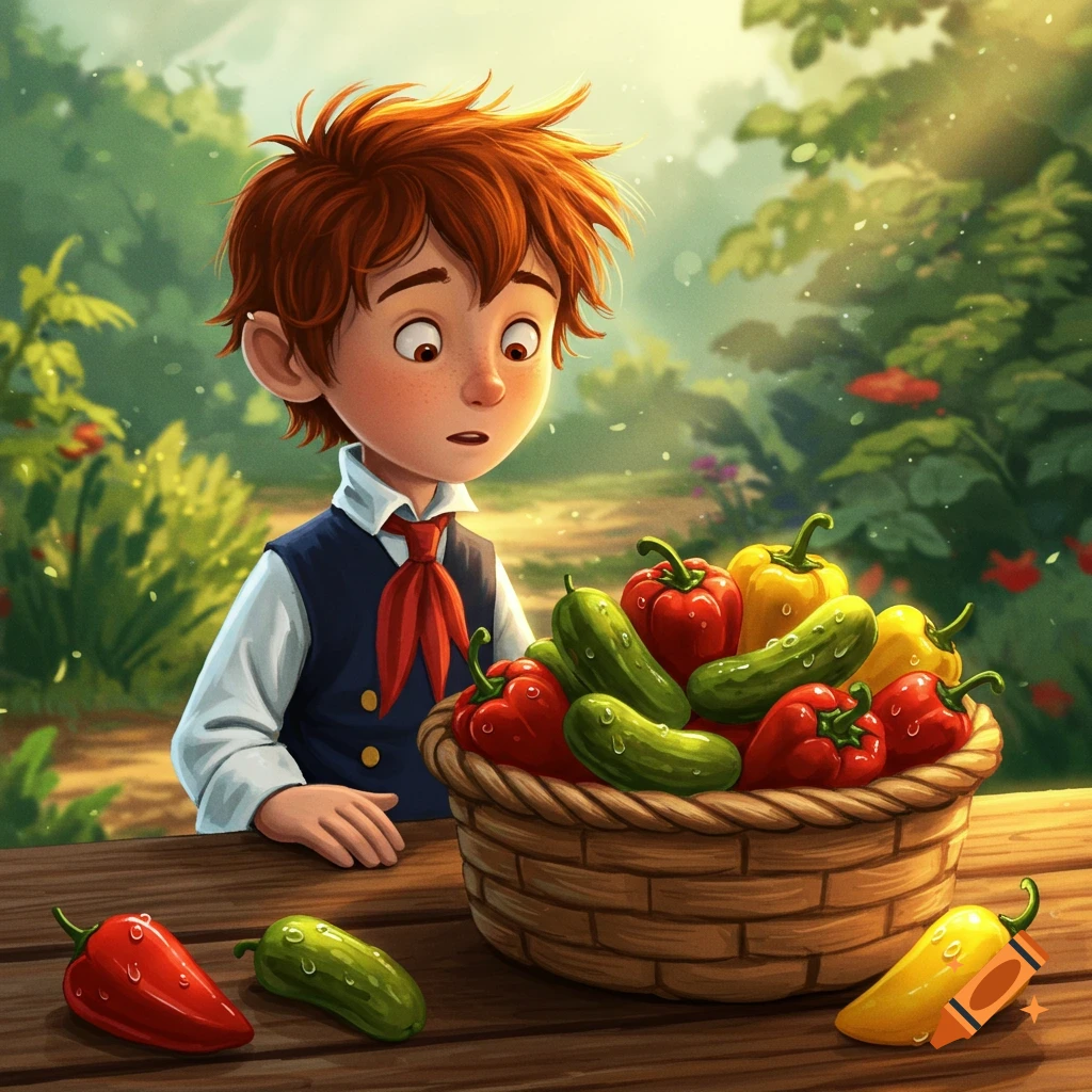 Cartoon of a happy boy in a pirate hat, raising his fist and holding a bucket of candy, exiting ...