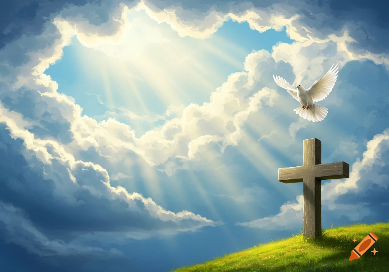 Dove-shaped clouds in the sky on Craiyon