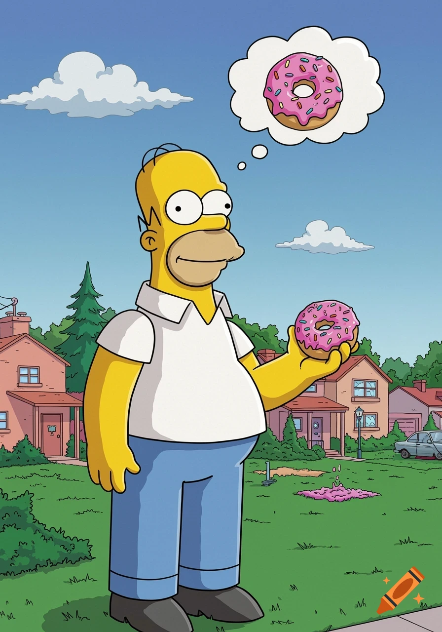 Cartoon of Homer Simpson smoking a cigarette on a couch next to a jar and plate. on Craiyon