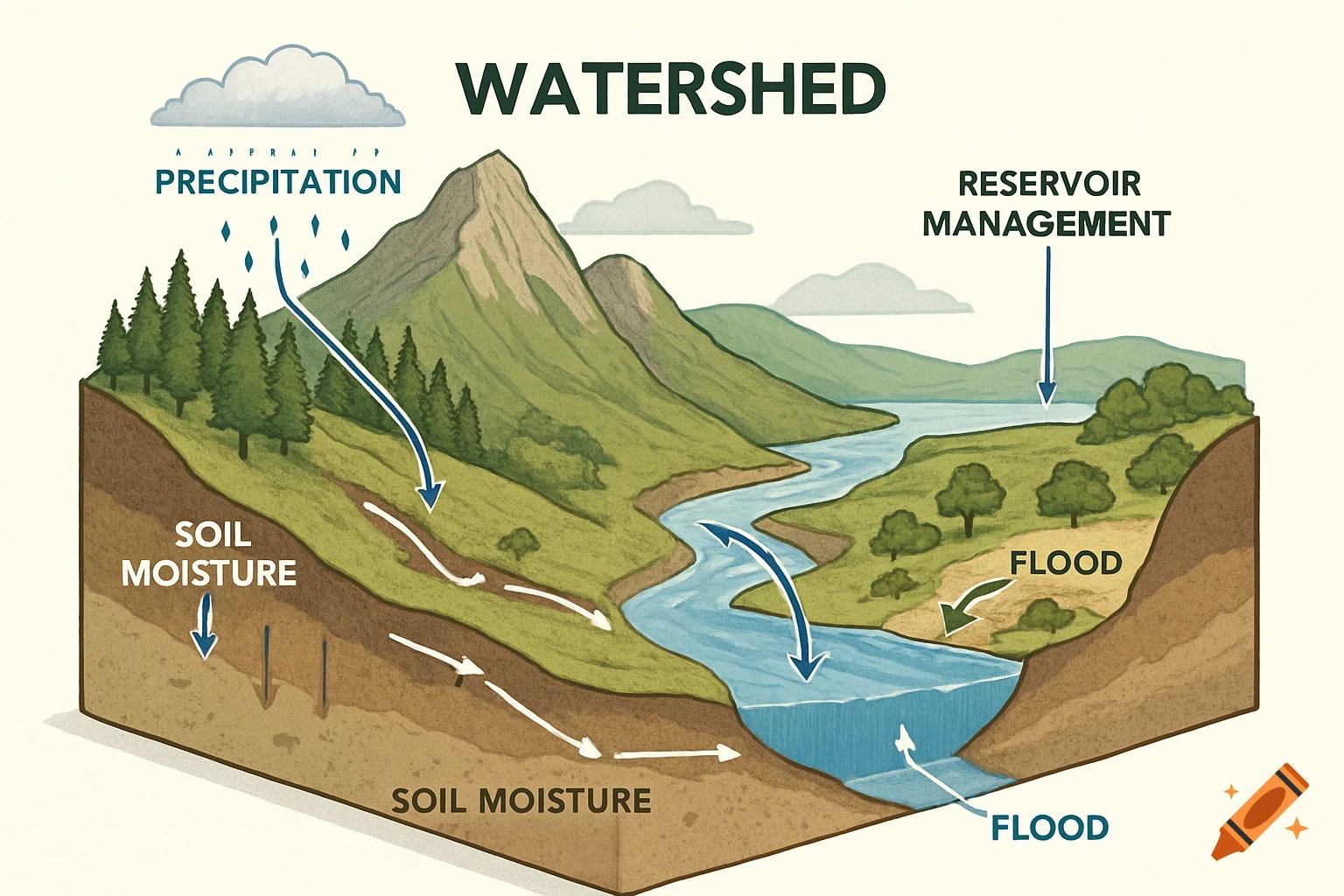 Illustrative diagram showing compound flooding from heavy rain, high ...